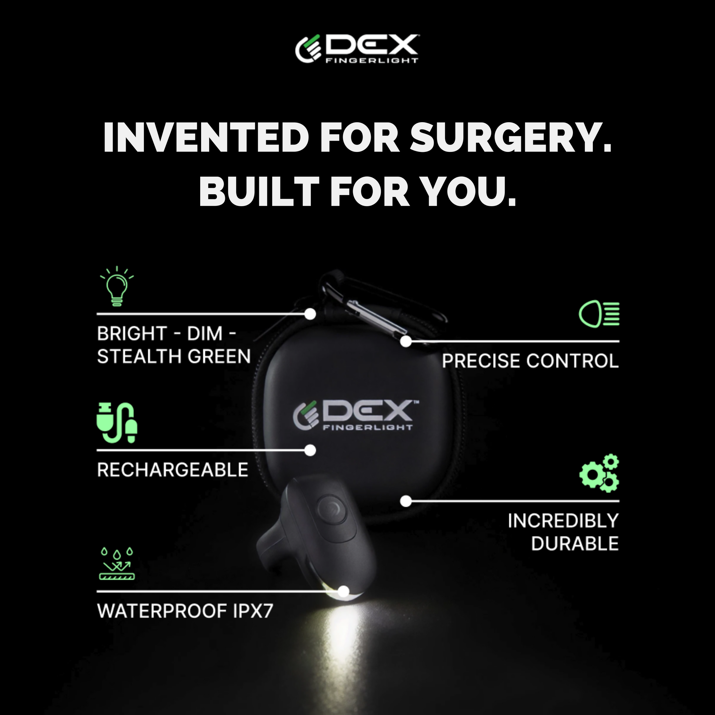 DEX FingerLight: Wearable LED Flashlight for Adventure & Outdoor Work