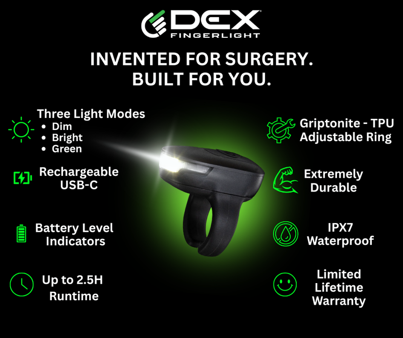 DEX FingerLight: Wearable LED Flashlight for Adventure & Outdoor Work